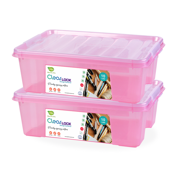 Clear Lock Storage Box 2 Pcs set Large 10 liter Transparent – Appollo Store