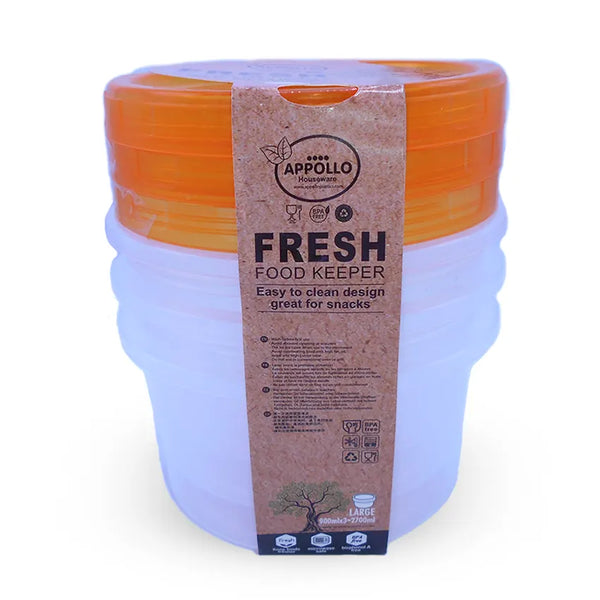 Fresh Food Container 3 Pcs Set L 900ML – Appollo Store