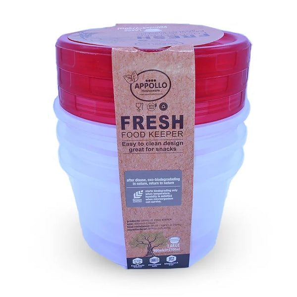 Fresh Food Container 3 Pcs Set L 900ML – Appollo Store