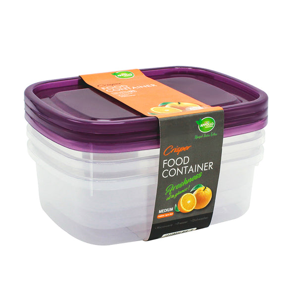 Crisper Food Container 3 Pcs Set Medium 1000ml – Appollo Store